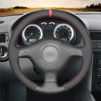 China Volkswagen Golf 4 Passat B5 Variant Bora Sharan Cabrio Polo Jetta Seat Leon Leather Steering Wheel Cover for sale