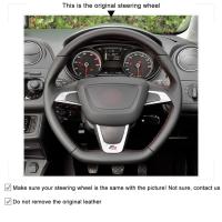 China Seat Ibiza FR 2012 Suede Steering Wheel Cover with Red Stripe Stitching and Material for sale