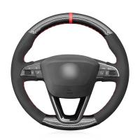 China Red Suede Steering Wheel Cover for Seat Leon 5F Mk3 Ibiza 6J Tarraco Arona 2013-2019 for sale