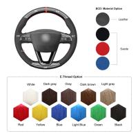 China Red Suede Steering Wheel Cover for Seat Leon 5F Mk3 Ibiza 6J Tarraco Arona 2013-2019 for sale