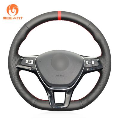 China VW Arteon Golf 7 UP Crafter Polo Jetta Tiguan Sharan T-Roc Touareg Caddy Leather Steering Wheel Cover in Red Suede for sale