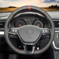 China VW Arteon Golf 7 UP Crafter Polo Jetta Tiguan Sharan T-Roc Touareg Caddy Leather Steering Wheel Cover in Red Suede for sale
