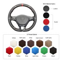 China VW Arteon Golf 7 UP Crafter Polo Jetta Tiguan Sharan T-Roc Touareg Caddy Leather Steering Wheel Cover in Red Suede for sale
