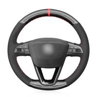 China 3-Spoke Carbon Suede Steering Wheel Cover for Seat Leon 5F Mk3 Ibiza 6J Arona Alhambra 2013-2018 for sale