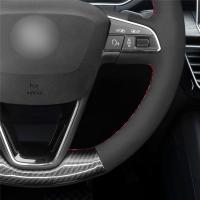 China 3-Spoke Carbon Suede Steering Wheel Cover for Seat Leon 5F Mk3 Ibiza 6J Arona Alhambra 2013-2018 for sale