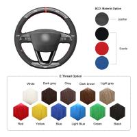 China 3-Spoke Carbon Suede Steering Wheel Cover for Seat Leon 5F Mk3 Ibiza 6J Arona Alhambra 2013-2018 for sale