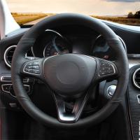 China Artificial Leather Custom Hand Sew Steering Wheel Cover for Mercedes Benz W211 W246 W203 W204 W205 C117 C218 W212 X156 X204 AMG for sale