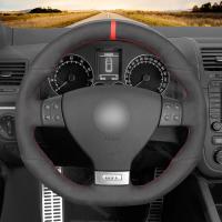 China Sports Design Style Black Suede Steering Wheel Cover for VW Golf 5 R32 Line Scirocco for sale