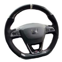 China 2013-2016 Seat Leon Cupra R Leon ST Ateca FR Ibiza Hand Stitched Carbon Soft Suede Steering Wheel Cover for sale
