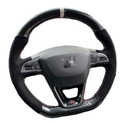 China 2013-2016 Seat Leon Cupra R Leon ST Ateca FR Ibiza Hand Stitched Carbon Soft Suede Steering Wheel Cover for sale