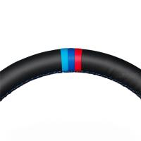 China Custom Thread Color Genuine Leather Steering Wheel Cover for BMW F Series Models for sale