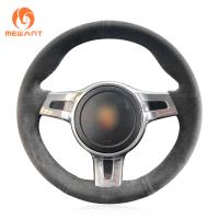 China Blue Suede Custom Hand Stitching Steering Wheel Cover for PORSCHE 977 911 991 RS for sale