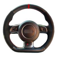 China Leather Steering Wheel Cover for Audi TT RS 8J Coupe Cabriolet R8 Spyder RS3 8P RS6 C6 Avant for sale