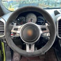 China Blue Suede Custom Hand Stitching Steering Wheel Cover for PORSCHE 977 911 991 RS for sale