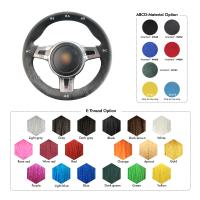 China Blue Suede Custom Hand Stitching Steering Wheel Cover for PORSCHE 977 911 991 RS for sale