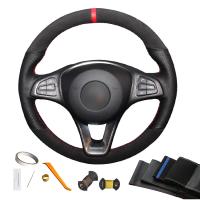 China Feel the Luxury Hand Sewing Suede PU Leather Steering Wheel Cover for Mercedes-Benz GLA250 W205 C117 C218 W213 X156 X253 C253 W166 X166 W444 for sale