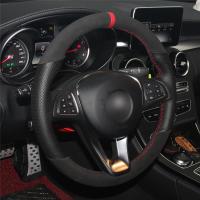China Feel the Luxury Hand Sewing Suede PU Leather Steering Wheel Cover for Mercedes-Benz GLA250 W205 C117 C218 W213 X156 X253 C253 W166 X166 W444 for sale