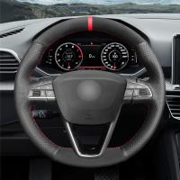 China SEAT LEON 5F1 2016 2017 2018 2019 2020 Hand Sewing Leather Suede Steering Wheel Cover for sale