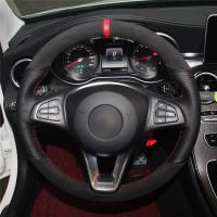China Feel the Luxury Hand Sewing Suede PU Leather Steering Wheel Cover for Mercedes-Benz GLA250 W205 C117 C218 W213 X156 X253 C253 W166 X166 W444 for sale