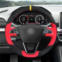 China Red Thread Steering Wheel Cover for Seat Leon 5F Mk3 Ibiza 6J Arona Alhambra 2013-2018 for sale