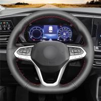 China Hand Stiching Steering Wheel Cover for Volkswagen VW Passat B8 Golf 8 Atlas Cross Sport Taos 2019-2022 for sale
