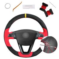 China Red Thread Steering Wheel Cover for Seat Leon 5F Mk3 Ibiza 6J Arona Alhambra 2013-2018 for sale