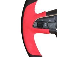 China Red Thread Steering Wheel Cover for Seat Leon 5F Mk3 Ibiza 6J Arona Alhambra 2013-2018 for sale