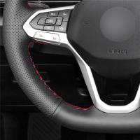 China Hand Stiching Steering Wheel Cover for Volkswagen VW Passat B8 Golf 8 Atlas Cross Sport Taos 2019-2022 for sale