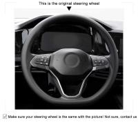China Hand Stiching Steering Wheel Cover for Volkswagen VW Passat B8 Golf 8 Atlas Cross Sport Taos 2019-2022 for sale