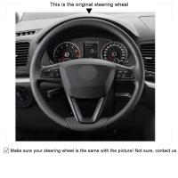 China Red Thread Steering Wheel Cover for Seat Leon 5F Mk3 Ibiza 6J Arona Alhambra 2013-2018 for sale