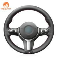 China Black Leather Steering Wheel Cover for BMW M F22 F23 F30 F34 F32 F33 F36 F10 F07 F12 F13 F06 F39 F25 F26 F15 F16 Custom Thread Color for sale