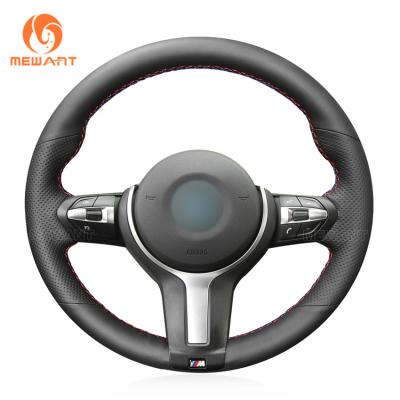 China Black Leather Steering Wheel Cover for BMW M F22 F23 F30 F34 F32 F33 F36 F10 F07 F12 F13 F06 F39 F25 F26 F15 F16 Custom Thread Color for sale