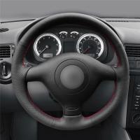 China VW Golf 4 5 6 7 8 Plus Polo Bora Sharan Atlas Jetta Tiguan Caddy EOS Arteon Leather Steering Wheel Cover for sale