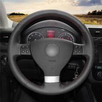 China VW Golf 4 5 6 7 8 Plus Polo Bora Sharan Atlas Jetta Tiguan Caddy EOS Arteon Leather Steering Wheel Cover for sale