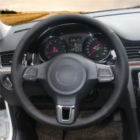 China VW Golf 4 5 6 7 8 Plus Polo Bora Sharan Atlas Jetta Tiguan Caddy EOS Arteon Leather Steering Wheel Cover for sale