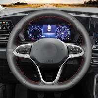 China VW Golf 4 5 6 7 8 Plus Polo Bora Sharan Atlas Jetta Tiguan Caddy EOS Arteon Leather Steering Wheel Cover for sale