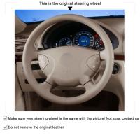 China Mercedes-Benz W210 E280 2007-2009 PU Leather Black DIY Car Wrap Steering Wheel Cover for sale