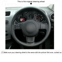 China Seat Leon Mk2 Ibiza 6L 2007-2008 Customized Black DIY Hand Sewing Steering Wheel Cover for sale