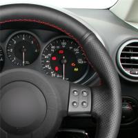 China Seat Leon Mk2 Ibiza 6L 2007-2008 Customized Black DIY Hand Sewing Steering Wheel Cover for sale