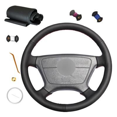 China Black Artificial Leather Steering Wheel Cover for Mercedes-Benz W202 CL-Class C140 E-Class W210 W124 W140 1993-2000 for sale