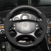 China Mercedes-Benz 55 AMG C209 63 AMG C219 W211 R230 65 AMG E63 PU Leather Suede Steering Wheel Cover for sale