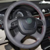 China Red Thread Steering Wheel Cover for Skoda Superb 2012 2013 Customized Sports Design for sale