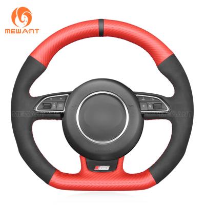 China Upgrade Your Audi A5 A7 RS5 RS7 with Red Carbon Fiber Soft Suede Steering Wheel Cover for sale