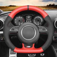 China Upgrade Your Audi A5 A7 RS5 RS7 with Red Carbon Fiber Soft Suede Steering Wheel Cover for sale
