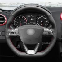 China Seat Leon Cupra R Leon ST Ateca FR Ibiza 2013-2019 Hand Sew Blue Artificial Leather Steering Wheel Cover for sale
