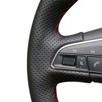 China Seat Leon Cupra R Leon ST Ateca FR Ibiza 2013-2019 Hand Sew Blue Artificial Leather Steering Wheel Cover for sale
