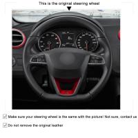 China Seat Leon Cupra R Leon ST Ateca FR Ibiza 2013-2019 Hand Sew Blue Artificial Leather Steering Wheel Cover for sale