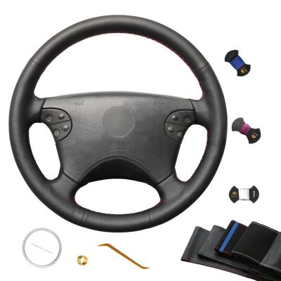 China Custom Red Thread Steering Wheel Cover for Mercedes-Benz W210 E-Class E320 2000 2001 2002 for sale