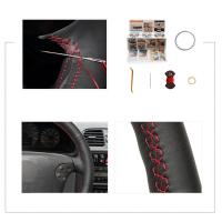 China Custom Red Thread Steering Wheel Cover for Mercedes-Benz W210 E-Class E320 2000 2001 2002 for sale