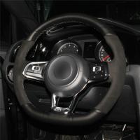 China Hand Sewing Steering Wheel Cover for VW Golf GTI/GTD/GTE Polo GTI Tiguan R-Line Jetta GLI 2013-2021 for sale